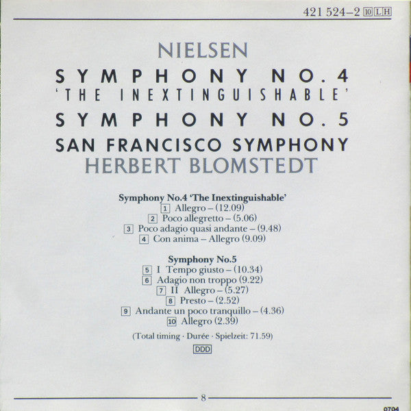 Buy Carl Nielsen - San Francisco Symphony, Herbert Blomstedt : Symphonies 4 & 5 (CD) Online for ...