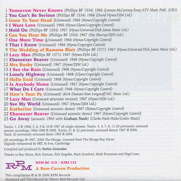 Buy The Mirage : Tomorrow Never Knows - Singles And Lost Sessions 1966-1968 (CD) Online for a ...