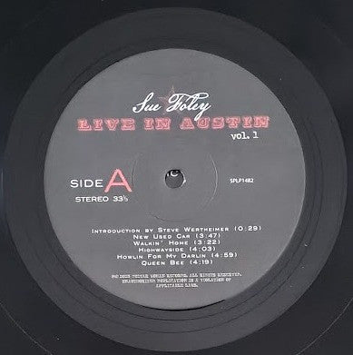 Buy Sue Foley : Live In Austin - Volume 1 (Vinyl) Online for a great ...