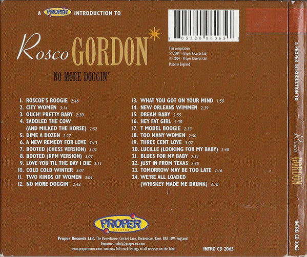 Buy Rosco Gordon : A Proper Introduction To Rosco Gordon - No More ...